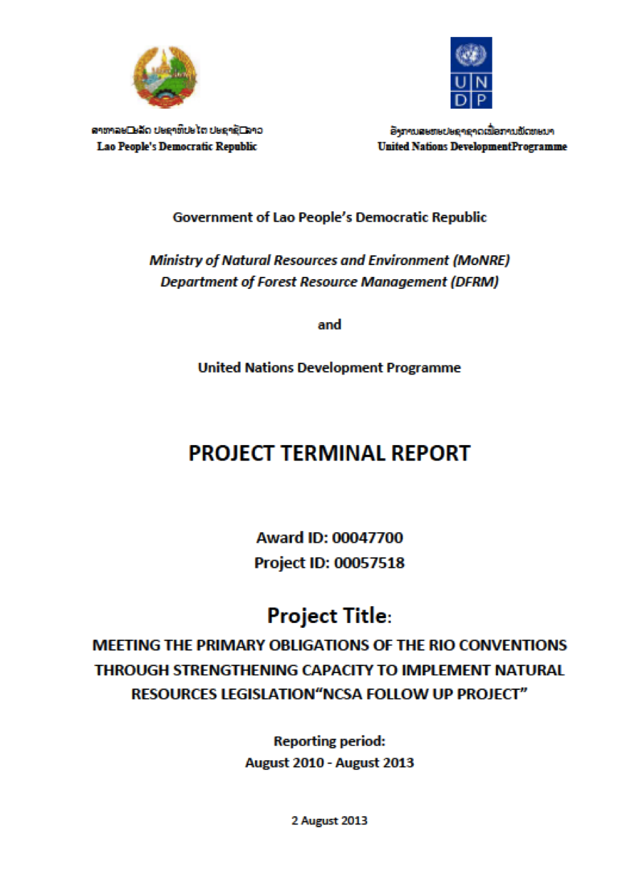 Lao PDR – GEF Trust Project Terminal Report (3 August 2013) | UNDP ...